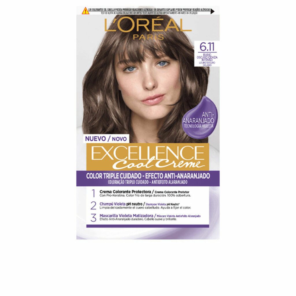 Μόνιμος Χρωματισμός σε Κρέμα L'Oreal Make Up Excellence Cool Creme 6.11 ...