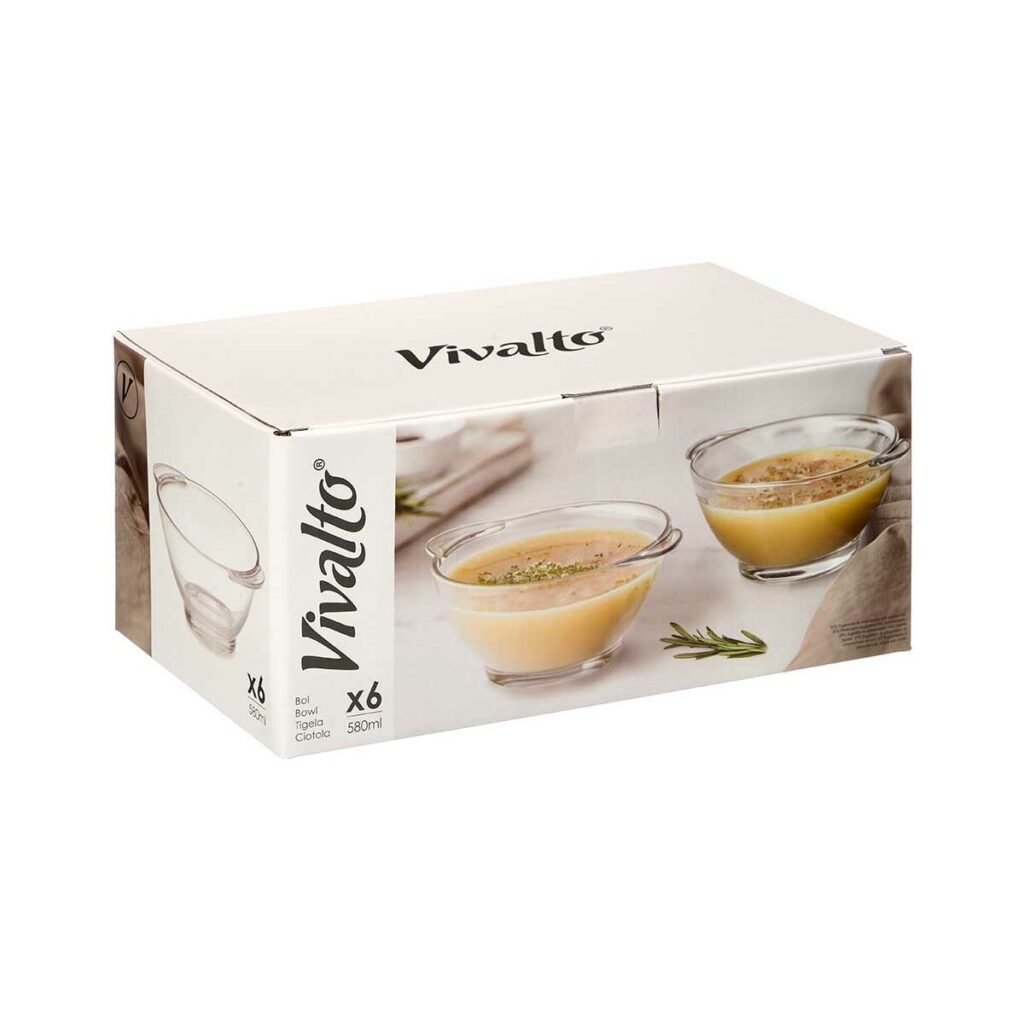 Ρηχό μπολ Vivalto Διαφανές 580 ml (x6) - marketoupoli.gr